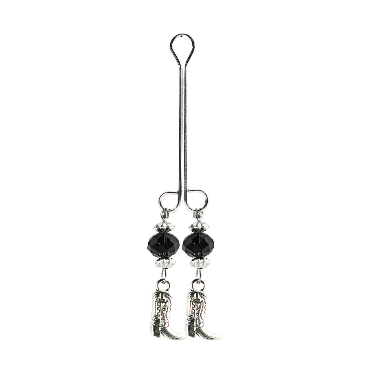 Silver Cowboy Boot Charms on Double Loop "Cleopatra" Clit Clamp with ...