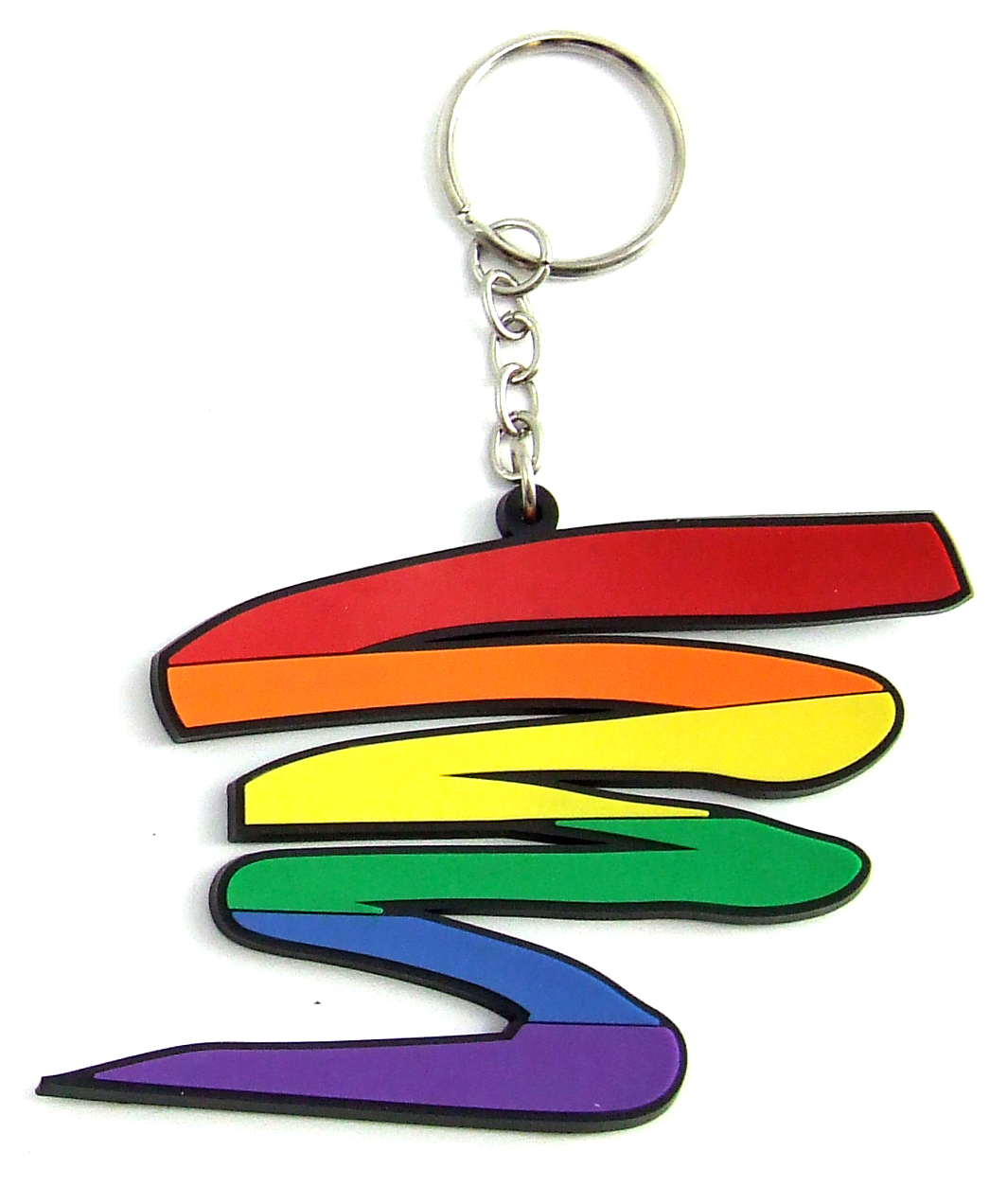 Rainbow Squiggle rubber key chain - MooLuxe