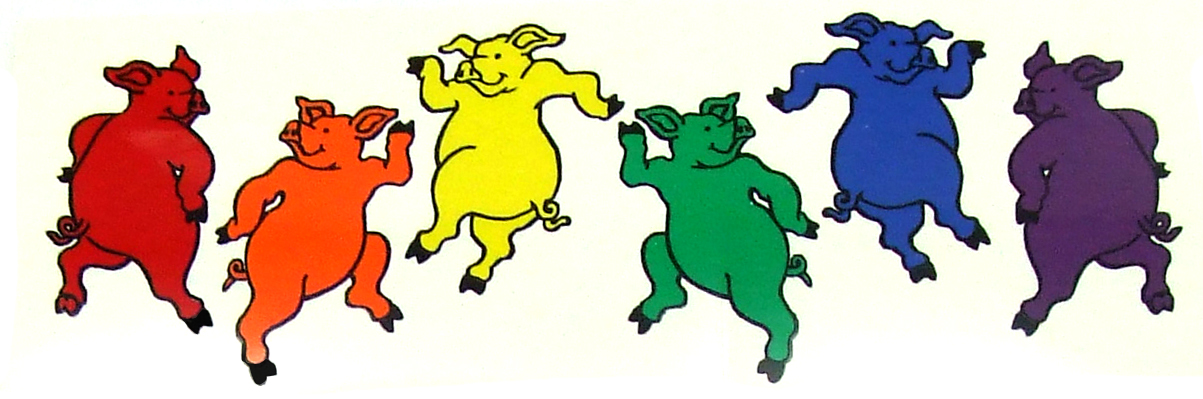 Rainbow Dancing Pigs Sticker | MooLuxe