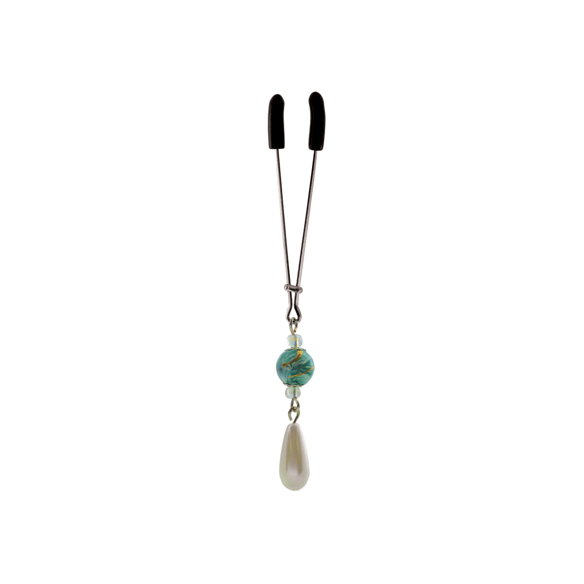Clit Clamp - Tweezer with Pearls & Green Beads | MooLuxe
