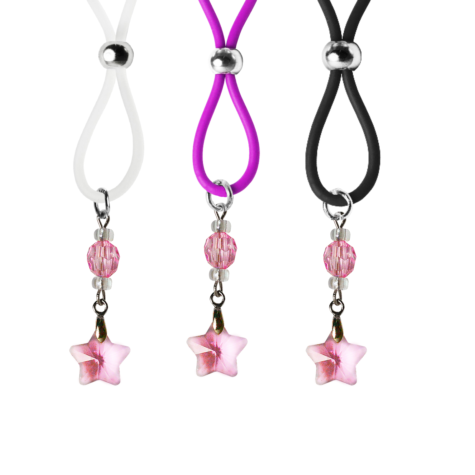 Nipple Lasso with Pink Crystal Glass Star on Silicone Loop - MooLuxe